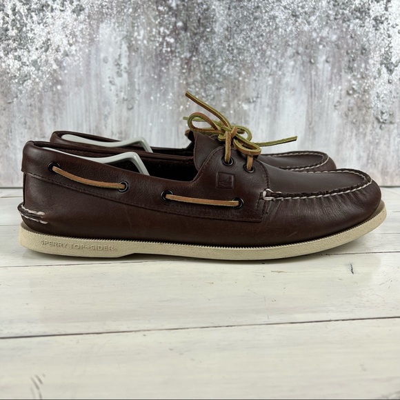 Sperry | Shoes | 472egu Sperry Brown Leather Boat Shoes Mens Size 4 ...